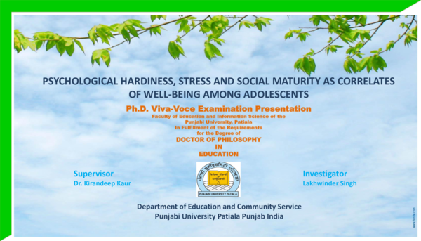 (PDF) Psychological hardiness, stress and social maturity as correlates ...