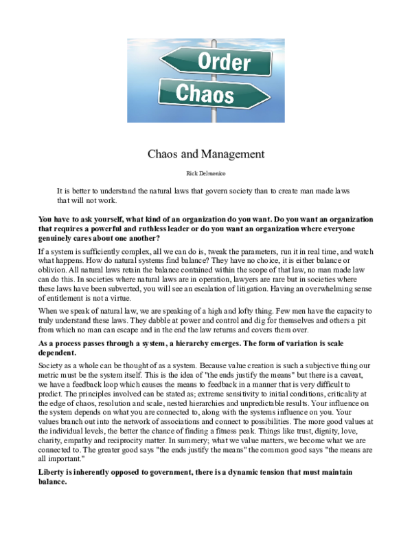 (PDF) Chaos and Management