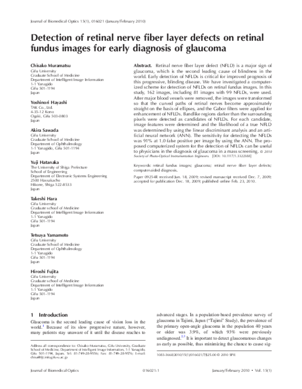 (PDF) Detection of retinal nerve fiber layer defects on retinal fundus images for early ...