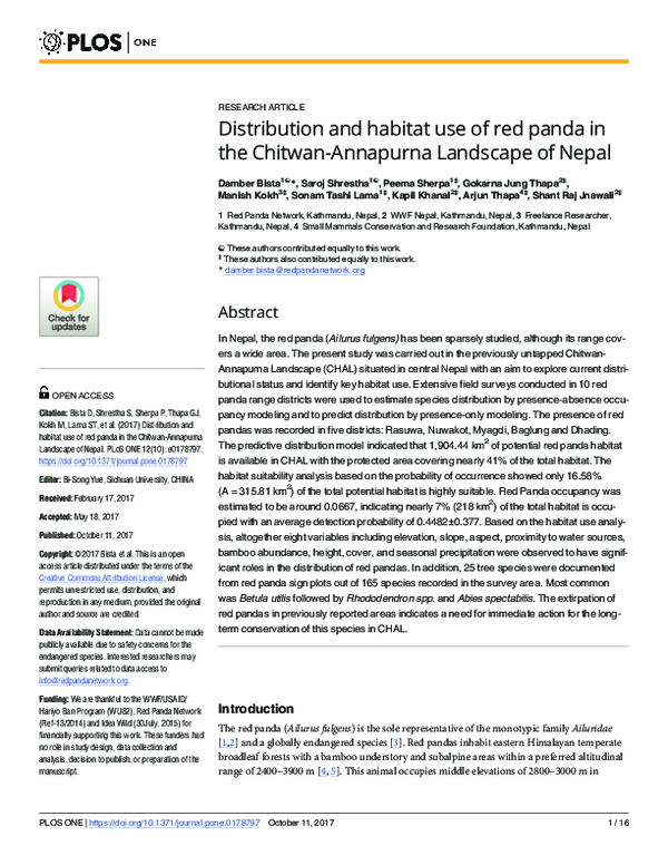 (PDF) Habitat requirements of the Himalayan red panda (Ailurus fulgens ...