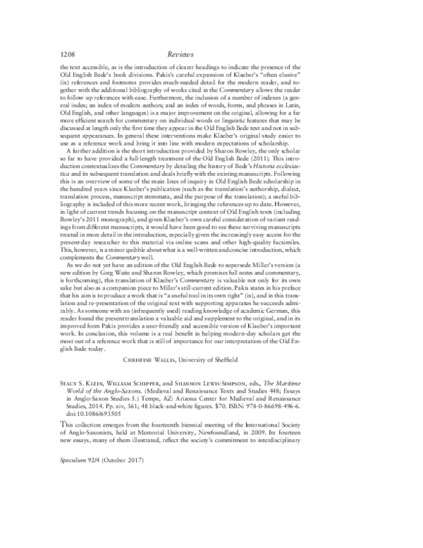 (PDF) Review of "The Maritime World of the Anglo-Saxons", ed. Stacy S ...