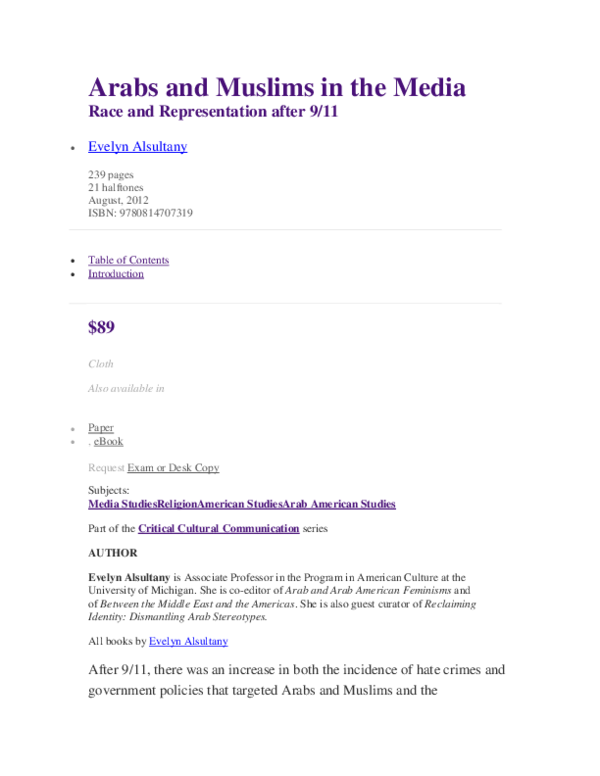(DOC) Arabs and Muslims in the Media Race and Representation after 9/11