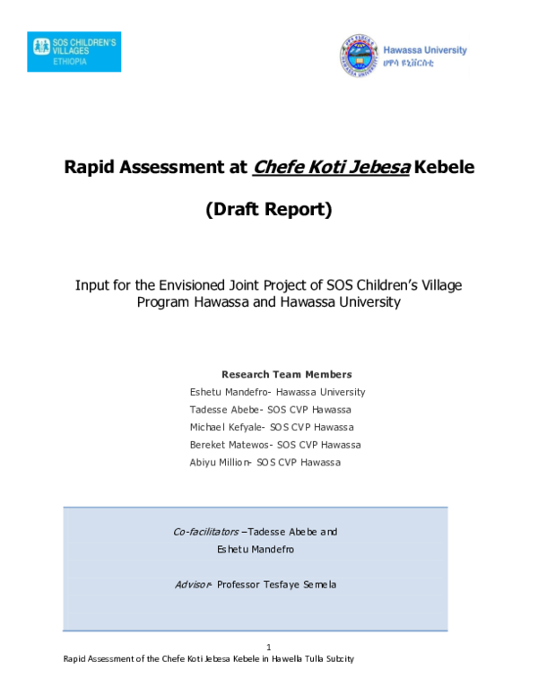 (PDF) Rapid Assessment at Chefe Koti Jebesa Kebele Input for the ...