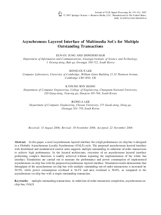 (PDF) Asynchronous Layered Interface of Multimedia SoCs for Multiple ...