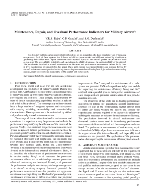 (PDF) Maintenance Repair and Overhaul Performance Indicators for ...