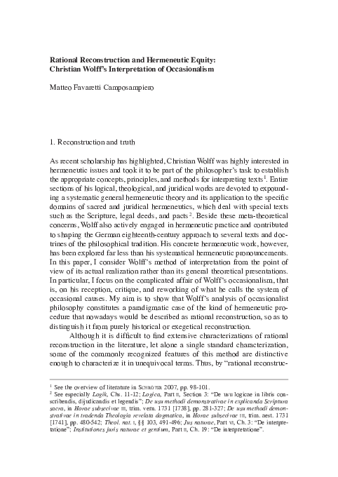 (PDF) Rational Reconstruction and Hermeneutic Equity: Christian Wolff's ...