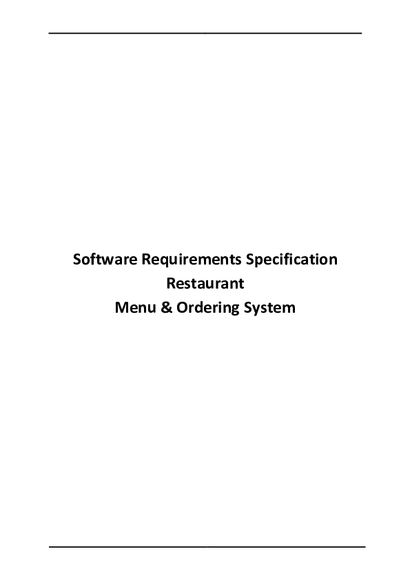 (PDF) Software Requirements Specification Restaurant Menu & Ordering System