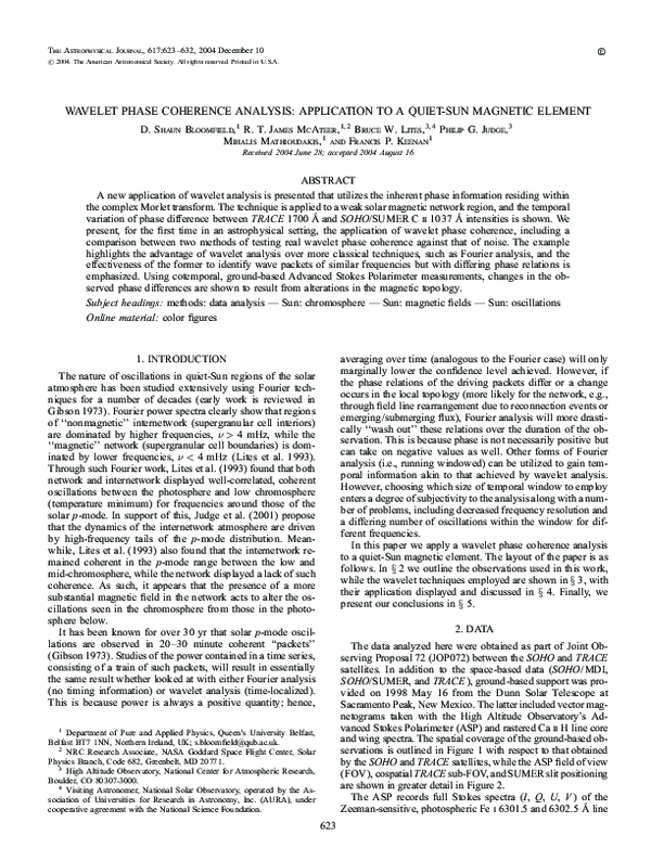 (PDF) Wavelet Phase Coherence Analysis: Application to a Quiet‐Sun ...