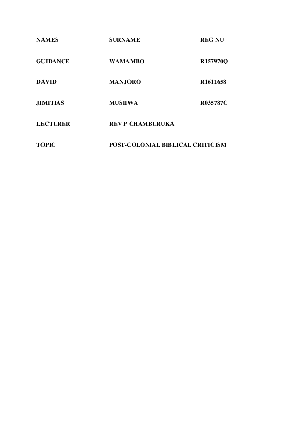 (DOC) Post colonial criticism