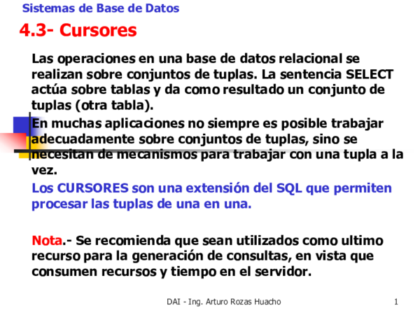 (PDF) 4.3-Cursores Sistemas de Base de Datos