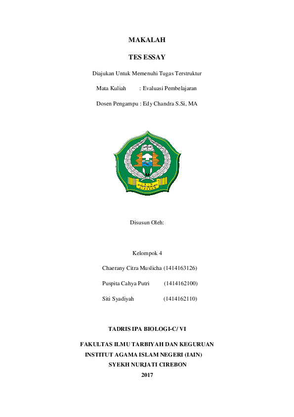 (DOC) MAKALAH TES ESSAY