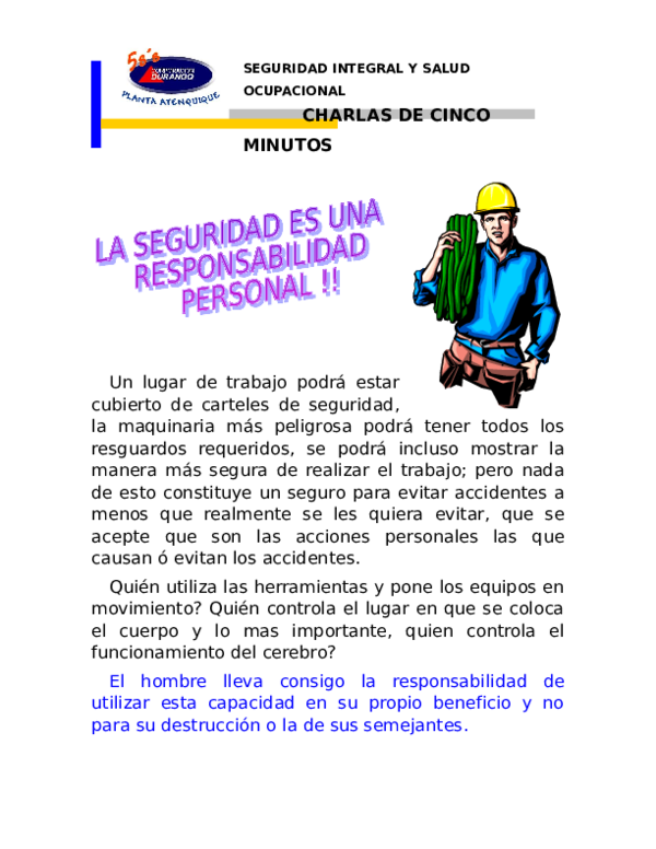 (DOC) .- LA SEGURIDAD ES UNA RESPONSABILIDAD PERSONAL