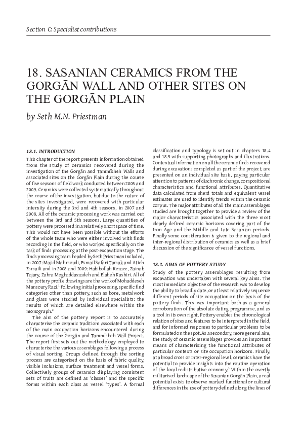 (PDF) Priestman, 2013: Sasanian Ceramics from the Gorgan Wall and Other ...