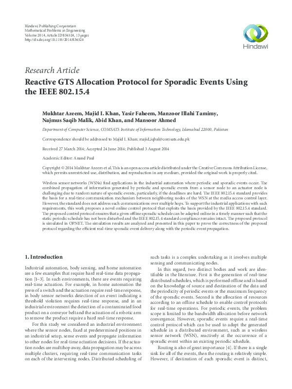 (PDF) Reactive GTS Allocation Protocol for Sporadic Events Using the ...