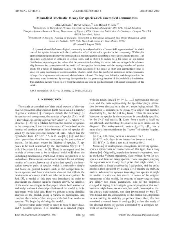 (PDF) Mean-field stochastic theory for species-rich assembled communities (PDF) Mean-field stochastic theory for species-rich assembled communities