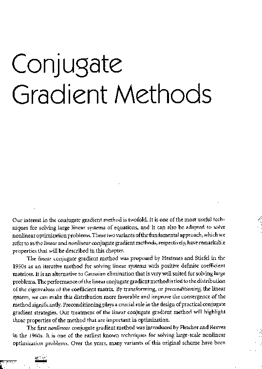 Pdf Conjugate Gradient Methods