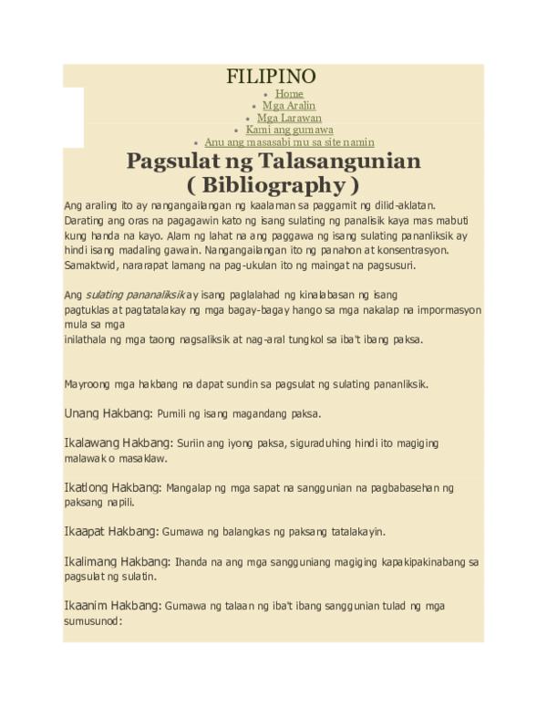 (DOC) Pagsulat ng Talasangunian ( Bibliography