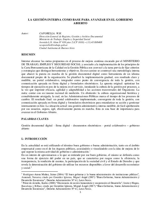 (PDF) LA GESTIÓN INTERNA COMO BASE PARA AVANZAR EN EL GOBIERNO ABIERTO