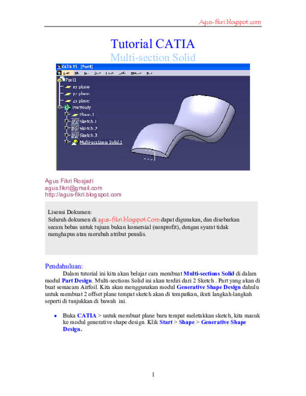 (PDF) Tutorial CATIA Multi-section Solid