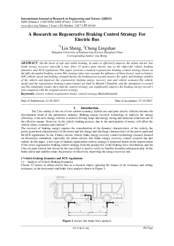 (PDF) A Research on Regenerative Braking Control Strategy For Electric Bus