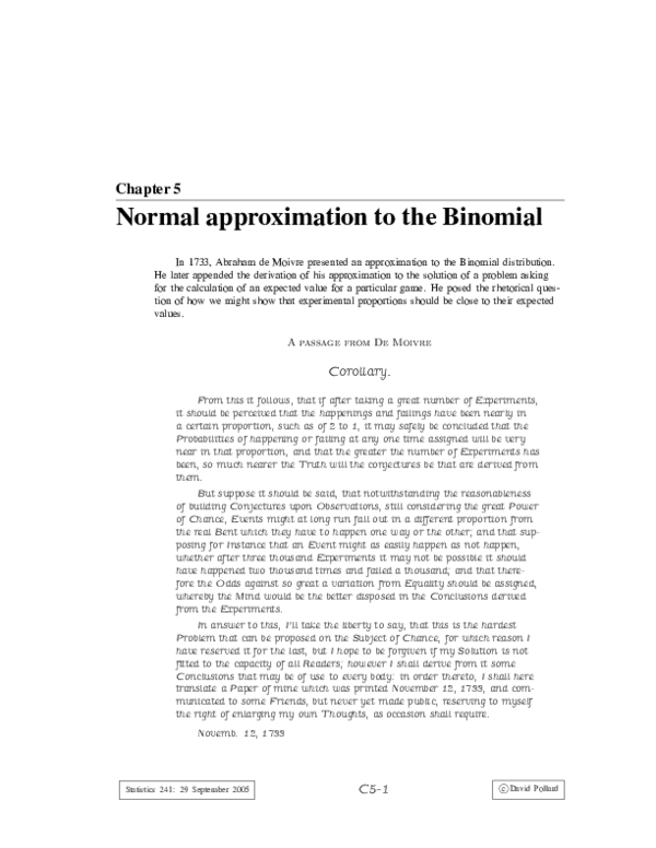 (PDF) Normal approximation to the Binomial