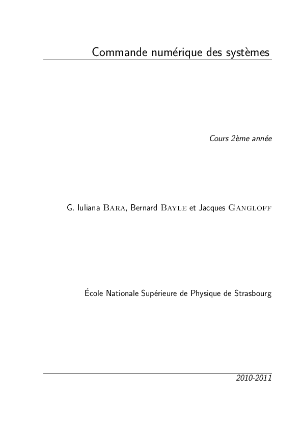 (PDF) Commande numérique des systèmes Cours 2` eme année