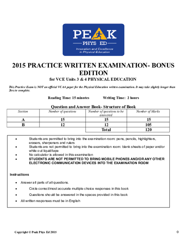 (DOC) 2015 PRACTICE WRITTEN EXAMINATION-BONUS EDITION for VCE Units 3 ...
