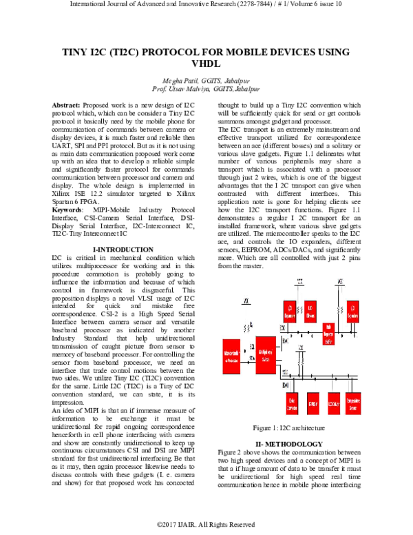 (PDF) TINY I2C (TI2C) PROTOCOL FOR MOBILE DEVICES USING VHDL | IJAIR Editor - Academia.edu