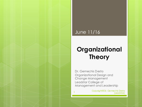 (PPT) Organizational Theory