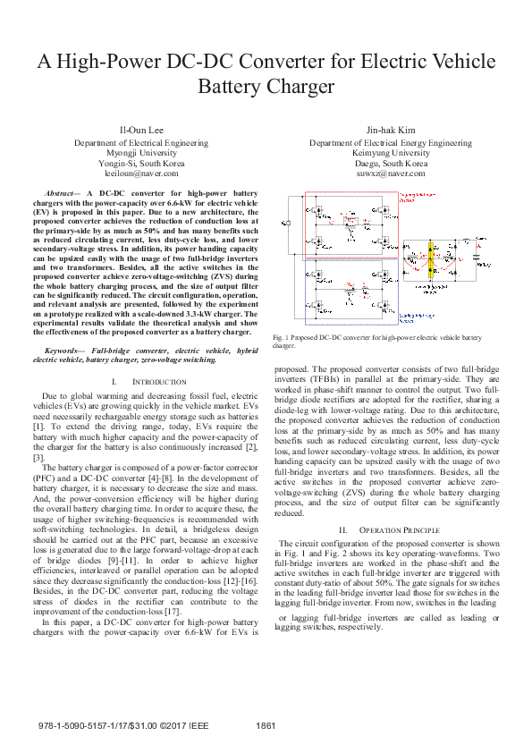(PDF) A High-Power DC-DC Converter for Electric Vehicle Battery Charger