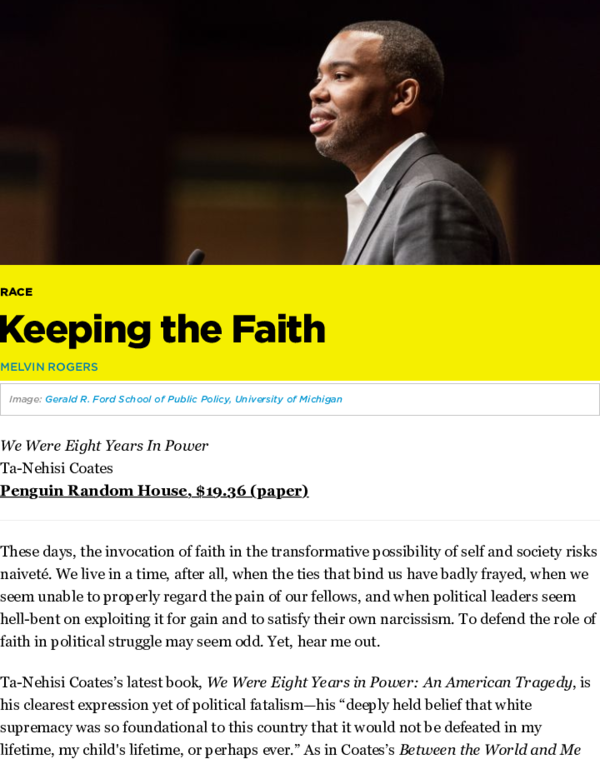 (PDF) Keeping the Faith: Critical Review of Ta-Nehisi Coates's We Were ...
