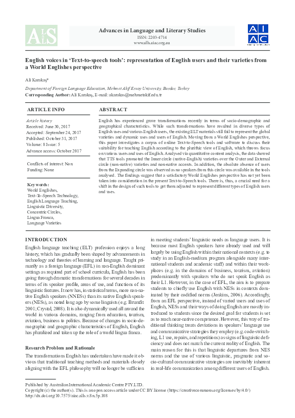 (PDF) English voices in 'Text-to-speech tools': representation of ...