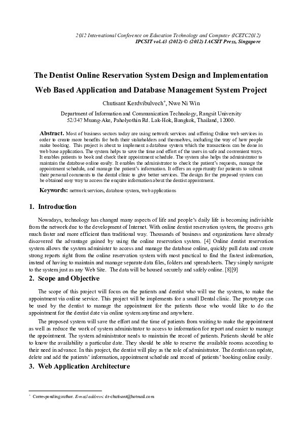 (PDF) The Dentist Online Reservation System Design and Implementation Web Based Application and ...