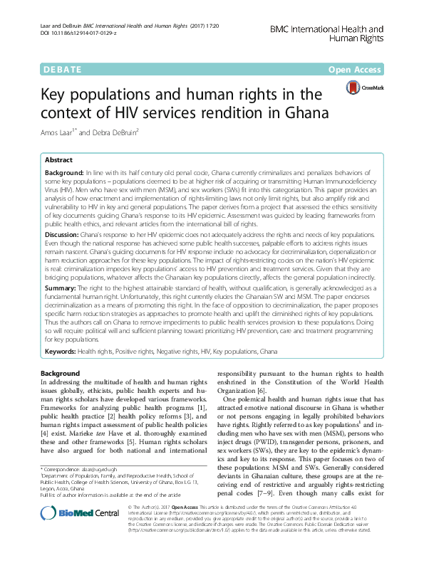 (PDF) Key populations and human rights in the context of HIV services ...