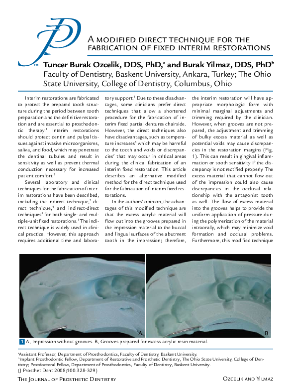 (PDF) A modified direct technique for the fabrication of fixed interim ...