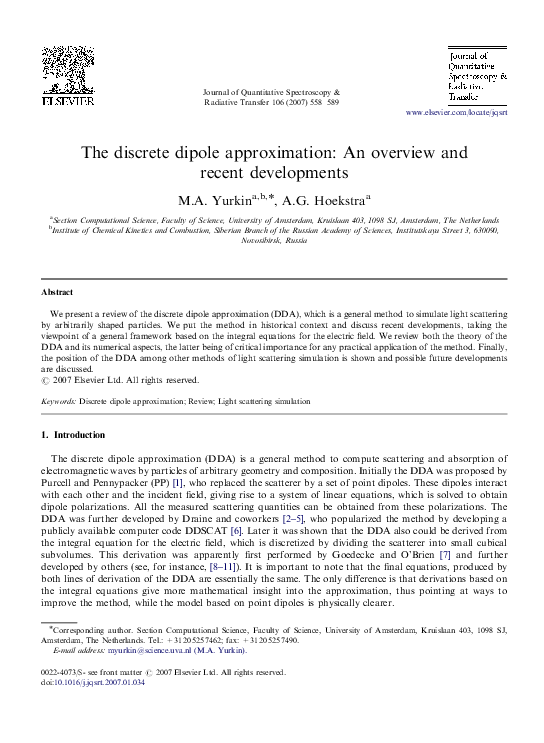 (PDF) The discrete dipole approximation: an overview and recent developments