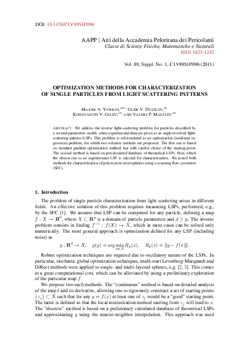 (PDF) Optimizing Light Scattering Patterns for Particle Characterization