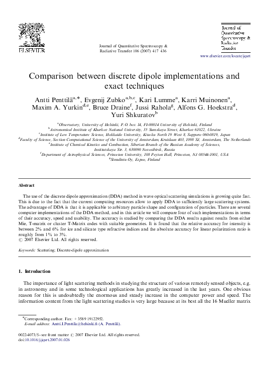 (PDF) Comparison between discrete dipole implementations and exact techniques