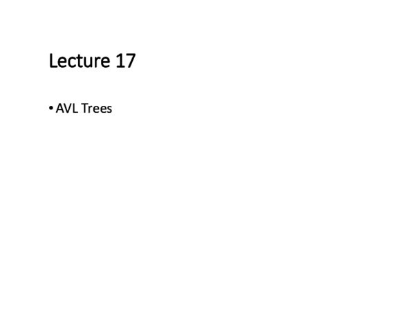 (PDF) Lecture 17 @BULLET AVL Trees