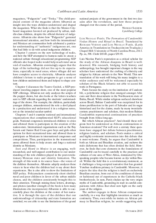 (PDF) The Formation of Candomblé: Vodun History and Ritual in Brazil ...