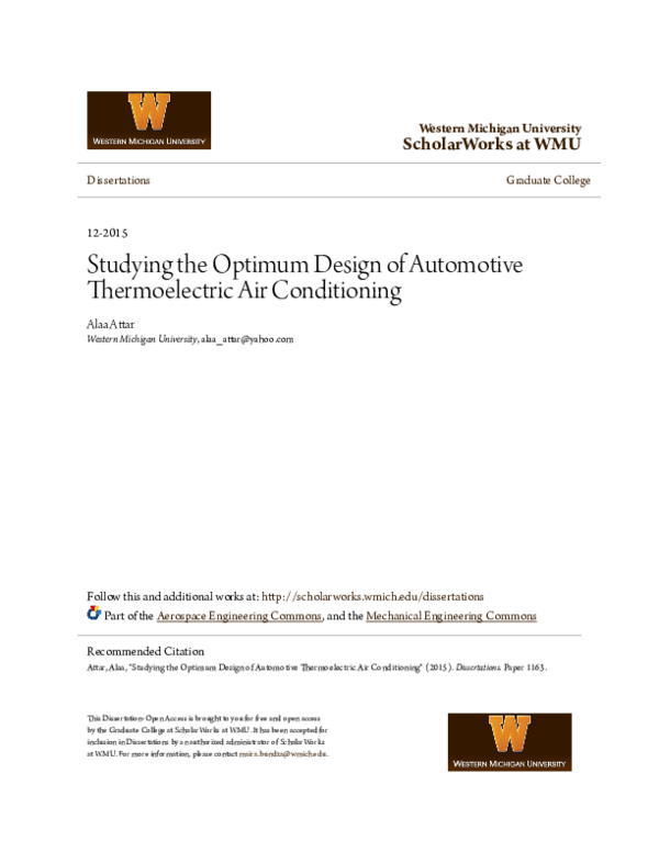(PDF) ScholarWorks at WMU Studying the Optimum Design of Automotive ...