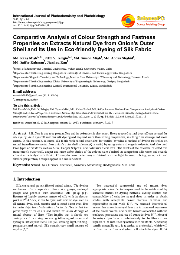 (PDF) Comparative Analysis of Colour Strength and Fastness Properties on Extracts Natural Dye ...