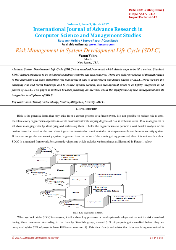 (PDF) Risk Management in System Development Life Cycle (SDLC ...