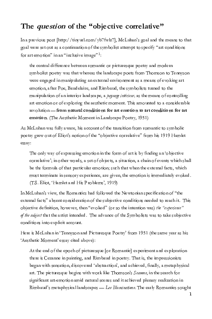 (PDF) The question of the “objective correlative”