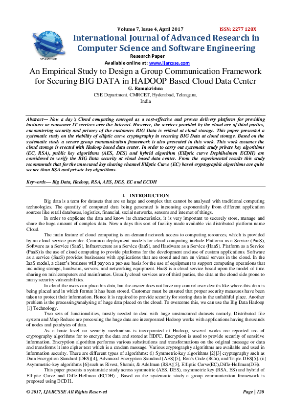 (PDF) An Empirical Study to Design a Group Communication Framework for Securing BIG DATA in ...