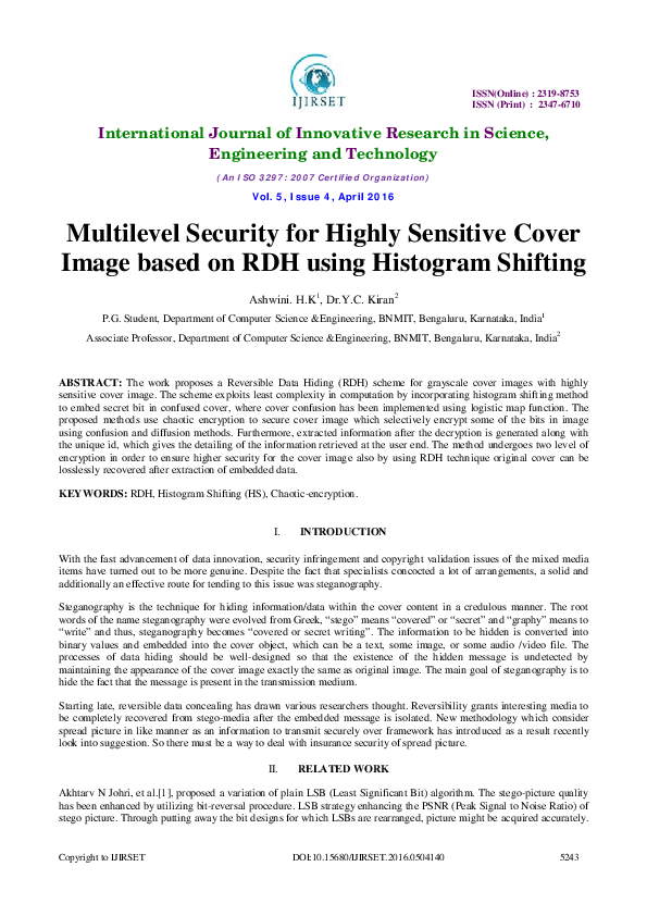 (PDF) Multilevel Security for Highly Sensitive Cover Image based on RDH ...