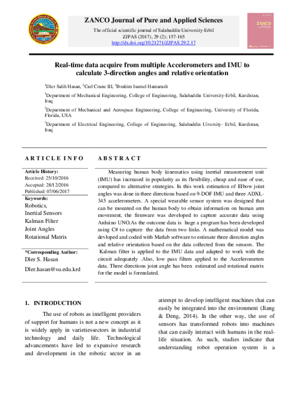 Pdf Real Time Data Acquire From Multiple Accelerometers And Imu To