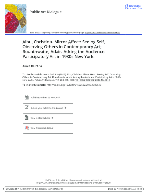 (PDF) Albu, Christina. Mirror Affect: Seeing Self, Observing Others in ...