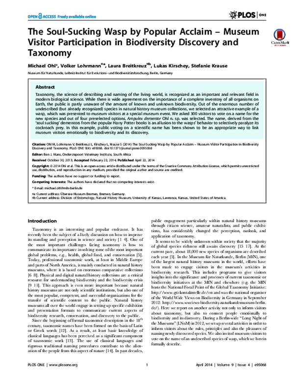 (PDF) The Soul-Sucking Wasp by Popular Acclaim – Museum Visitor ...
