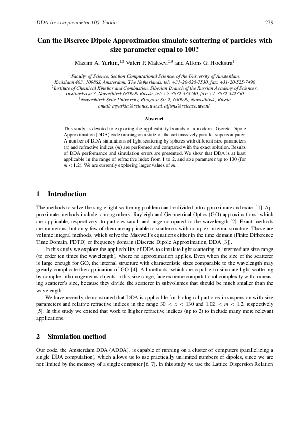 (PDF) Light scattering by a cube: accuracy limits of the discrete dipole approximation and the T ...